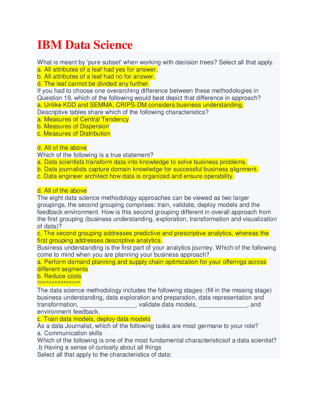 Ibm Data Science Exams Questions And Answers Scholarfriends